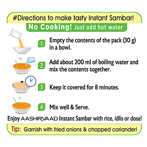 Buy Aashirvaad Instant Sambar With Added Vegetables & Dals - Just Add ...