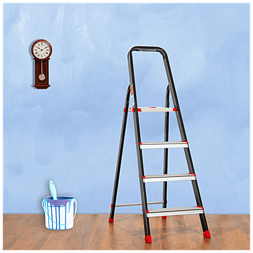 Buy Prestige Household Ladder - 4 Steps, Black/Sliver, Clean Home, High ...