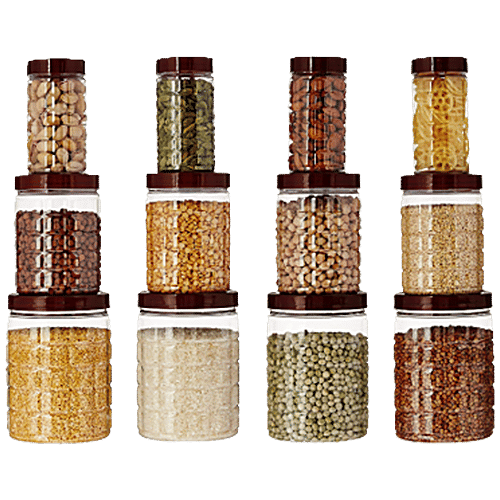 Buy MTL Checkered Airtight Jar Set - Durable, Brown Lid Online at Best ...