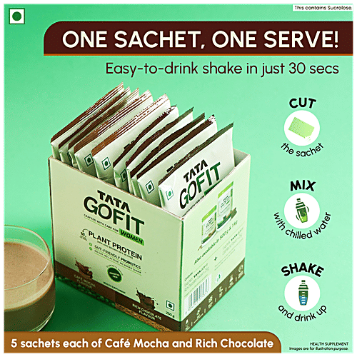 Buy Tata GoFit Plant Protein Powder - For Women, Trial Pack, Café Mocha ...