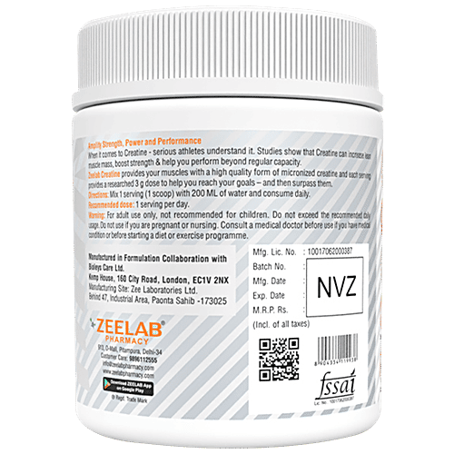 Buy ZEELAB Ultra Pure 100% Creatine Monohydrate - For Muscle Growth ...