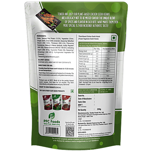 Buy PFC Foods Plant-Based Chicken Seekh Kebab - Vegetarian & Great ...