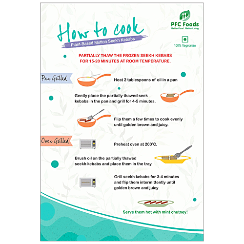 Buy PFC Foods Plant-Based Mutton Seekh Kebab - Vegetarian & Great Taste ...