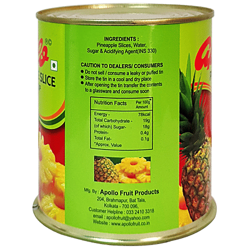 Buy Apollo Pineapple Slice - In Syrup, Distinct Flavour & Taste Online ...