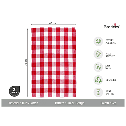 Buy Brodees Cotton Kitchen Towel - Red, Checked, Easy Wash, 45 x 70 Cm ...