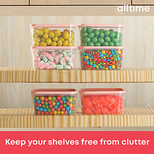 Buy All Time Plastic Polka Containers With Lid - Pink, Multipurpose ...