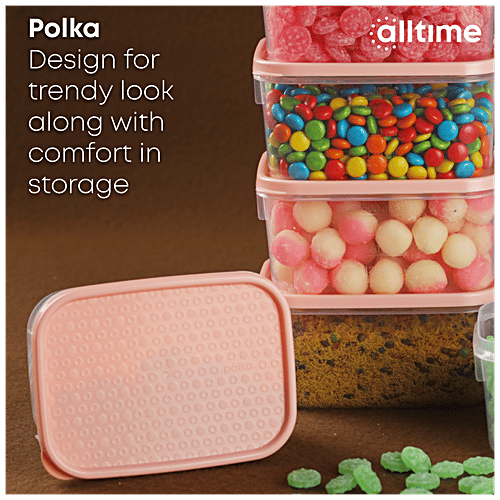 Buy All Time Plastic Polka Containers With Lid - Pink, Multipurpose ...