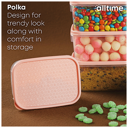 Buy All Time Plastic Polka Containers With Lid - Pink, Multipurpose ...