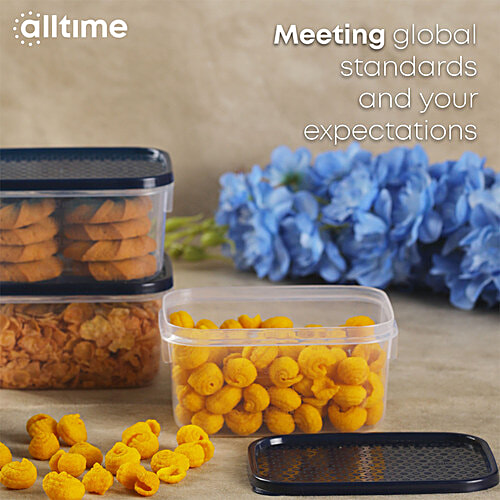 Buy All Time Plastic Polka Containers With Lid - Blue, Multipurpose ...