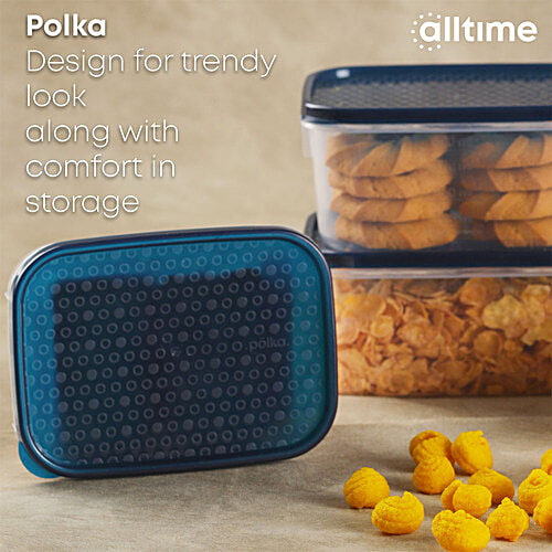 Buy All Time Plastic Polka Containers With Lid - Blue, Multipurpose ...