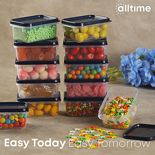 Buy All Time Plastic Polka Containers With Lid - Blue, Multipurpose ...