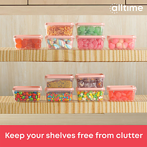 Buy All Time Plastic Polka Containers With Lid - Pink, Multipurpose ...