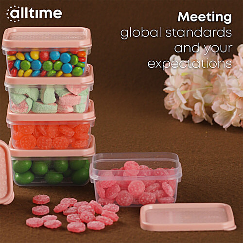 Buy All Time Plastic Polka Containers With Lid - Pink, Multipurpose ...