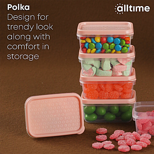 Buy All Time Plastic Polka Containers With Lid - Pink, Multipurpose ...