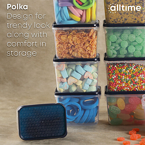 Buy All Time Plastic Polka Containers With Lid - Blue, Multipurpose ...