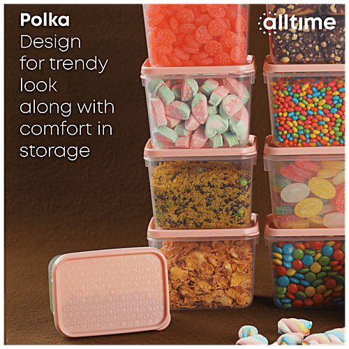 Buy All Time Plastic Polka Containers With Lid - Pink, Multipurpose ...
