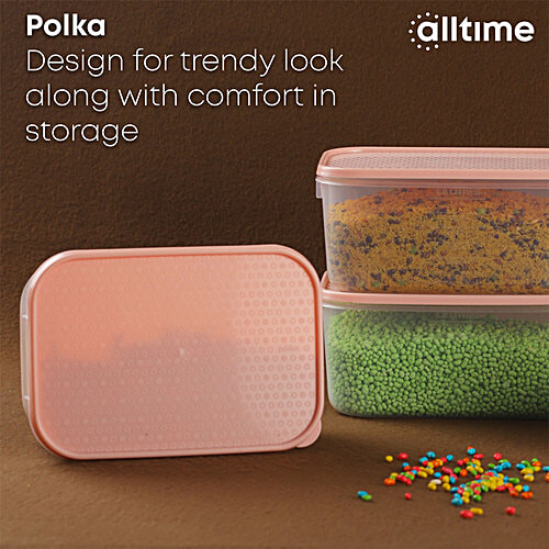 Buy All Time Plastic Polka Containers With Lid - Pink, Multipurpose ...