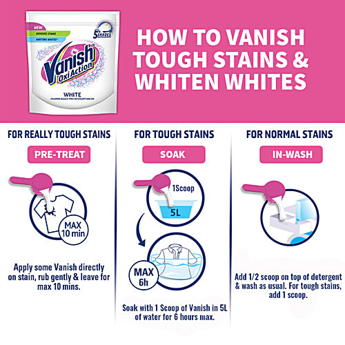Buy Vanish Oxi Action White Chlorine Bleach Free Detergent - Powder ...