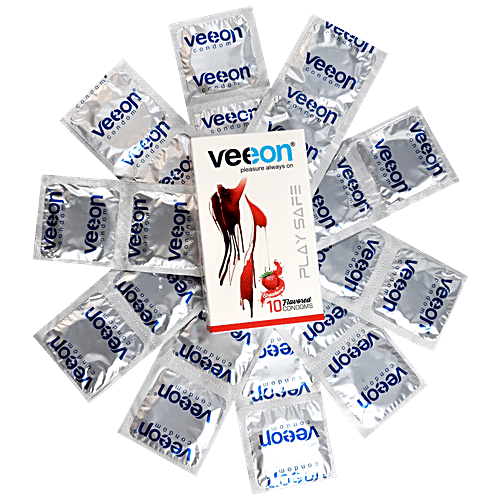 Buy VEEON Play Safe Flavored Condoms - Strawberry Online at Best Price ...