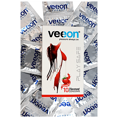 Buy VEEON Play Safe Flavored Condoms - Strawberry Online at Best Price ...