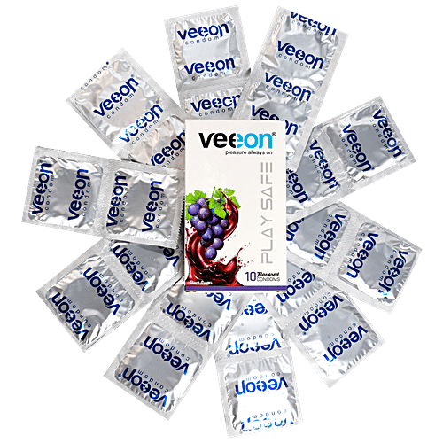 Buy VEEON Play Safe Flavored Condoms - Black Grapes Online at Best ...