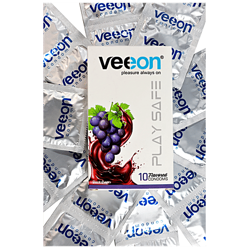 Buy VEEON Play Safe Flavored Condoms - Black Grapes Online at Best ...