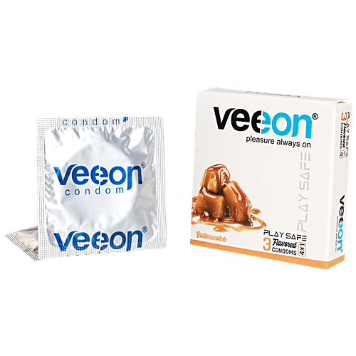 Buy VEEON Play Safe Flavored Condoms - Butter Scotch Online at Best ...