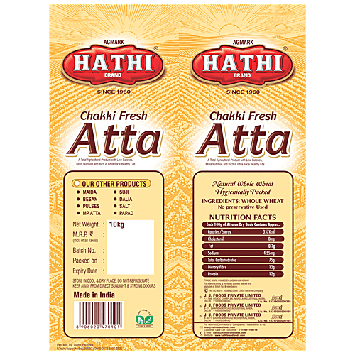 Buy Hathi Brand Chakki Fresh Atta - Rich In Fibre Online at Best Price ...