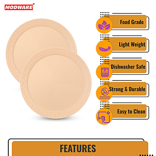 Buy Modware Plastic Round Plate & Bowl Set - Gold Online at Best Price ...