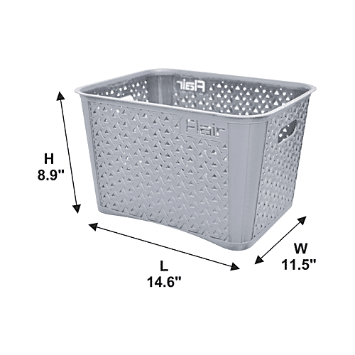 Buy Flair Plastics Utility Basket - Without Lid, Durable, Large, Grey ...