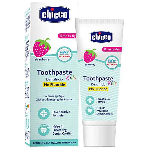 Buy Chicco Kids Toothpaste - Strawberry, No Fluoride, Removes Plaque ...