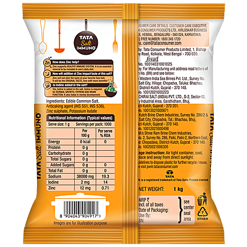 Buy Tata Salt Immuno*, Goodness of Zinc & Iodine, Zinc Helps Support ...