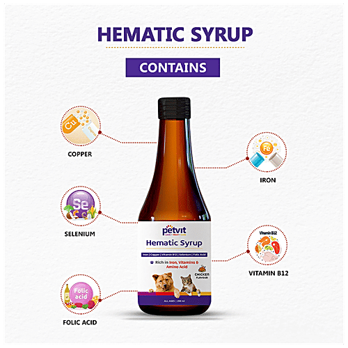 Buy Petvit Hematic Syrup - Rich In Iron & Vitamins, For Cats & Dogs ...