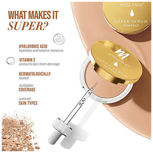 Buy MyGlamm Super Serum Compact Powder - Infused With Hyaluronic Acid ...
