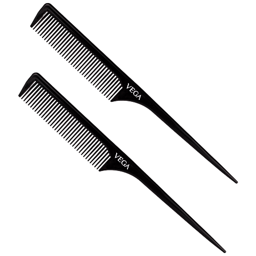 Buy Vega Tail Comb - Round & Fine Teeth, Hair Styling Tool, Black ...