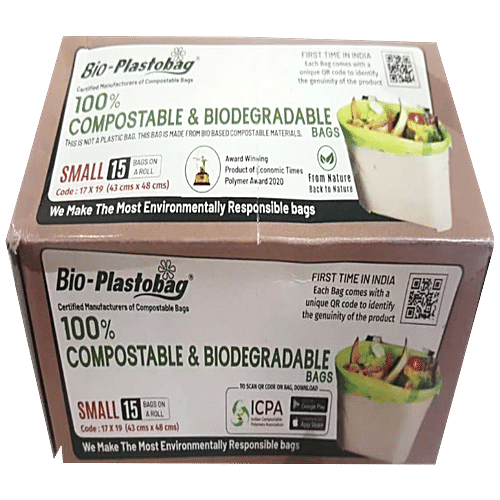Buy Plastobag Garbage Bag - 100% Compostable & Biodegradable, Small ...