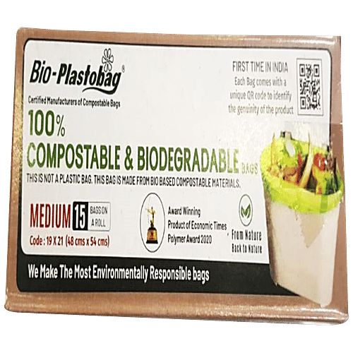 Buy Plastobag Garbage Bag - 100% Compostable & Biodegradable, Medium ...
