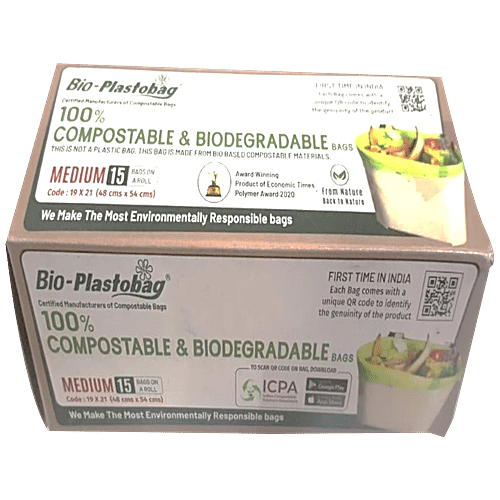Buy Plastobag Garbage Bag - 100% Compostable & Biodegradable, Medium ...