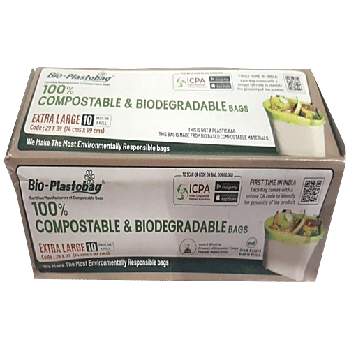 Buy Plastobag Garbage Bag - 100% Compostable & Biodegradable, Extra ...