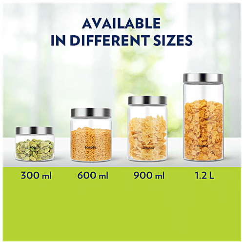 Buy Borosil Endura Glass Jar/Airtight Storage Container - Round, For ...