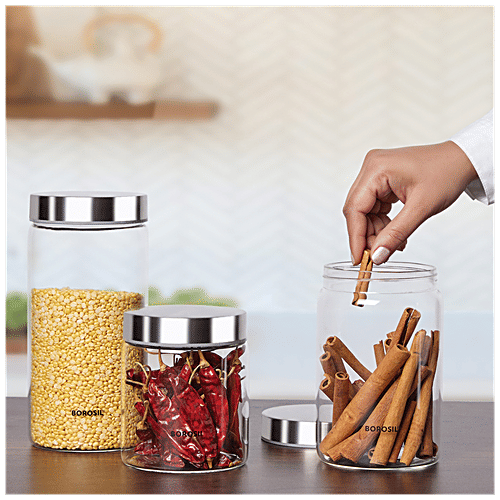 Buy Borosil Endura Glass Jar/Airtight Storage Container - Round, For ...