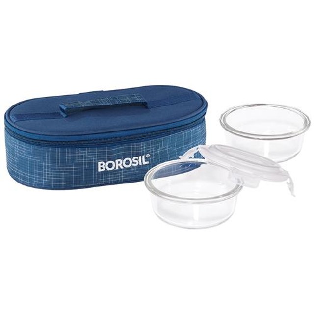 Buy Borosil Indigo Horizontal Glass Lunch/Tiffin Box - Microwave Safe ...