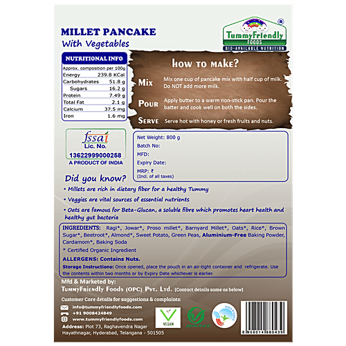 Buy TummyFriendly Foods Millet Pancake Instant Breakfast Mix - With ...