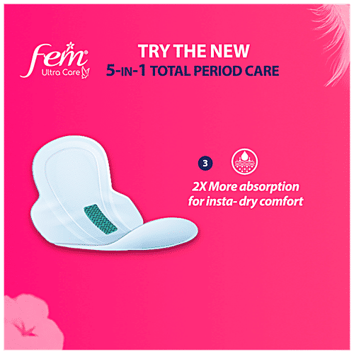 Buy Fem Ultra Care Sanitary Pads - XL+, With Wings, Cottony Cover, 2X ...