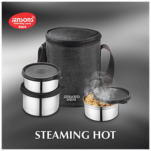 Buy Jensons Aqua Trio Lunch Box With Bag - Leakproof, Air Tight, Dark ...