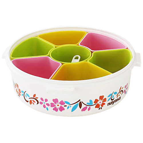 Buy Nayasa Masala Spice Box Plain 7 Section Containers - With 7 Spoon ...