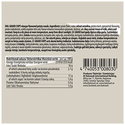 Buy Bal Snack Grand Potato Chips - Vinegar, Crispy Online at Best Price ...