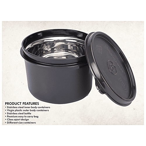 Buy Signoraware Monarch Premium Steel Big Container - Leak Proof, Black ...