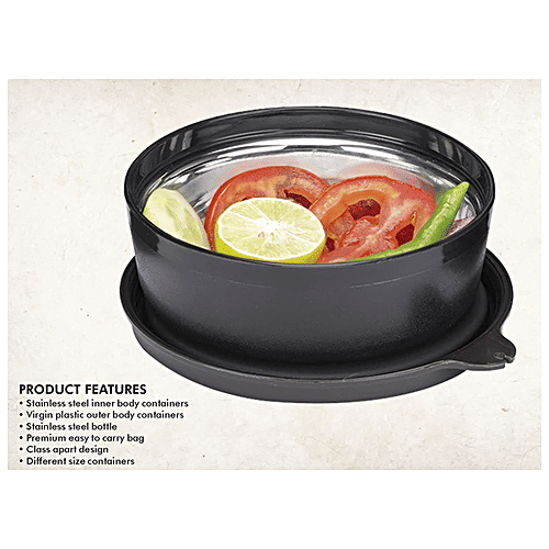Buy Signoraware Monarch Premium Steel Container - Leak Proof, Black ...