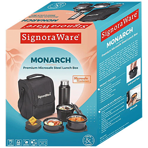 Buy Signoraware Monarch Premium Microwave Safe Lunch Box With Bottle ...